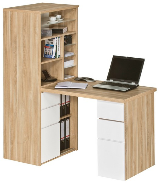 Písací stôl s úložným regálom Minioffice 9562, dub / biely lesk | ASKO ...
