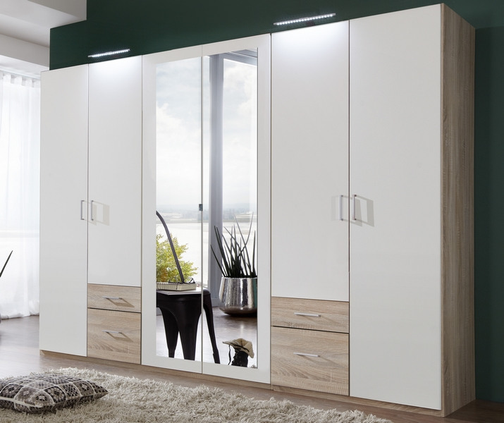 Šatníková skriňa Freiburg, 270 cm, dub sonoma/biela | ASKO - NÁBYTOK