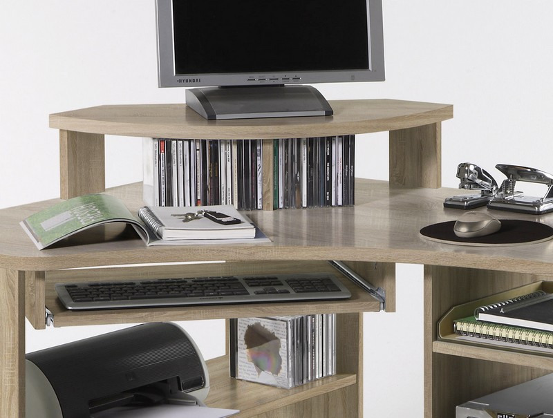 Rohový písací stôl Tanga, dub sonoma/biela | ASKO - NÁBYTOK