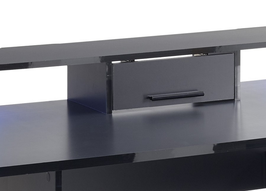 PC stôl s regálom a osvetlením Highscore 3, čierny | ASKO - NÁBYTOK