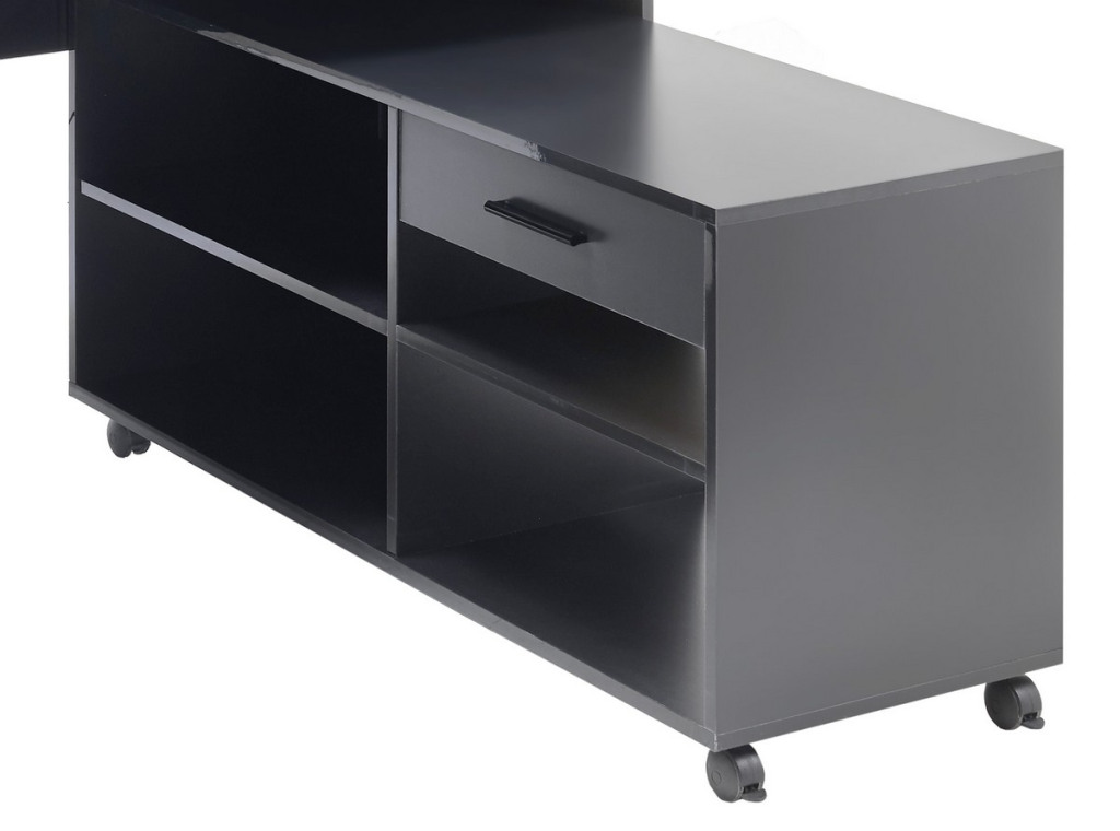 PC stôl s regálom a osvetlením Highscore 3, čierny | ASKO - NÁBYTOK