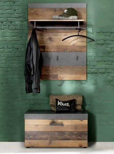 Predsieňová lavica/botník Indy, vintage optika | ASKO - NÁBYTOK