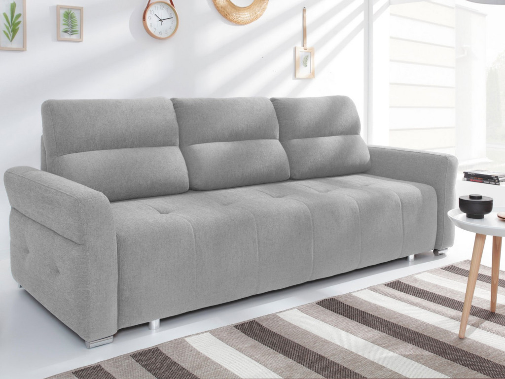 Rozkladacia pohovka na trvalé spanie Island, svetle šedá látka | ASKO ...