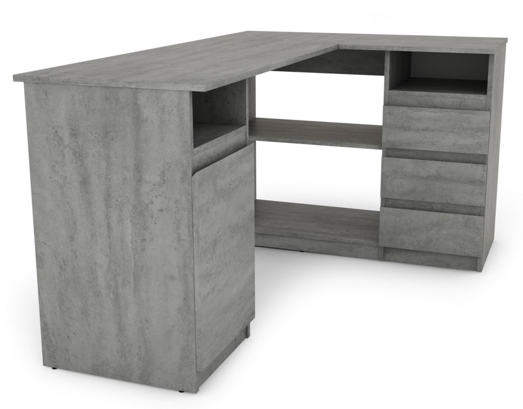 Rohový písací stôl Carlos, sivý betón | ASKO - NÁBYTOK