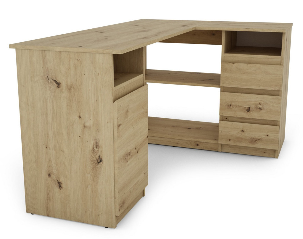 Rohový písací stôl Carlos, dub artisan | ASKO - NÁBYTOK