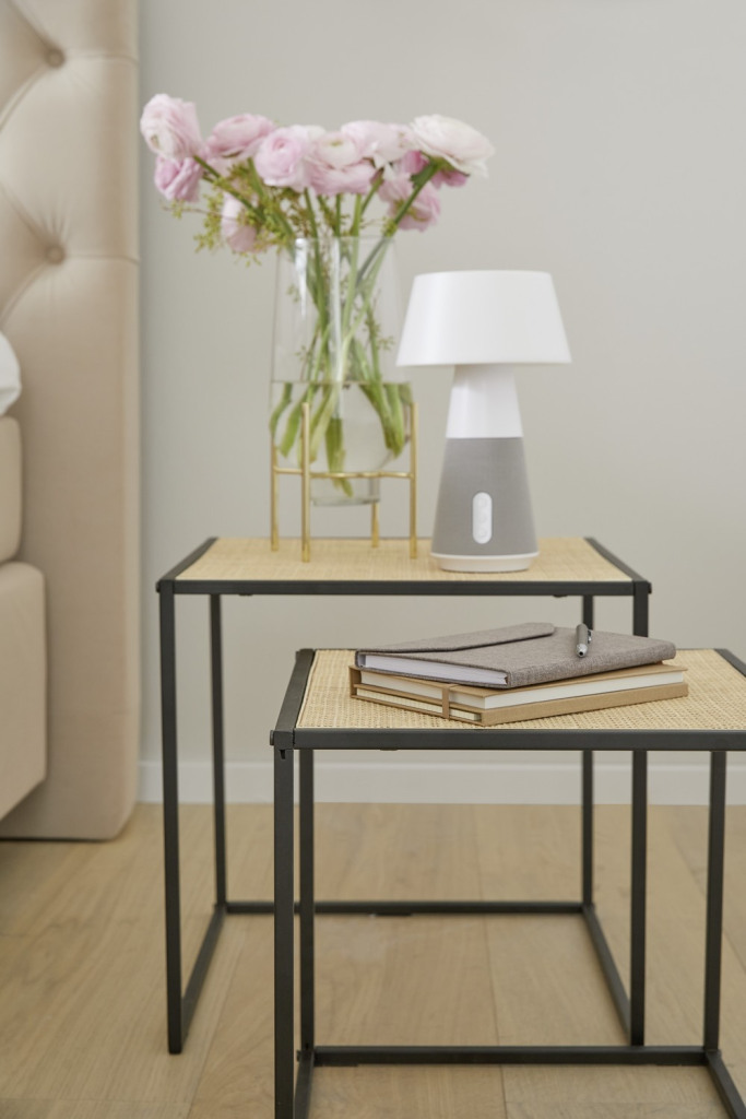 Stolná LED lampa DJ 28 cm, bluetooth, sivá/biela | ASKO - NÁBYTOK