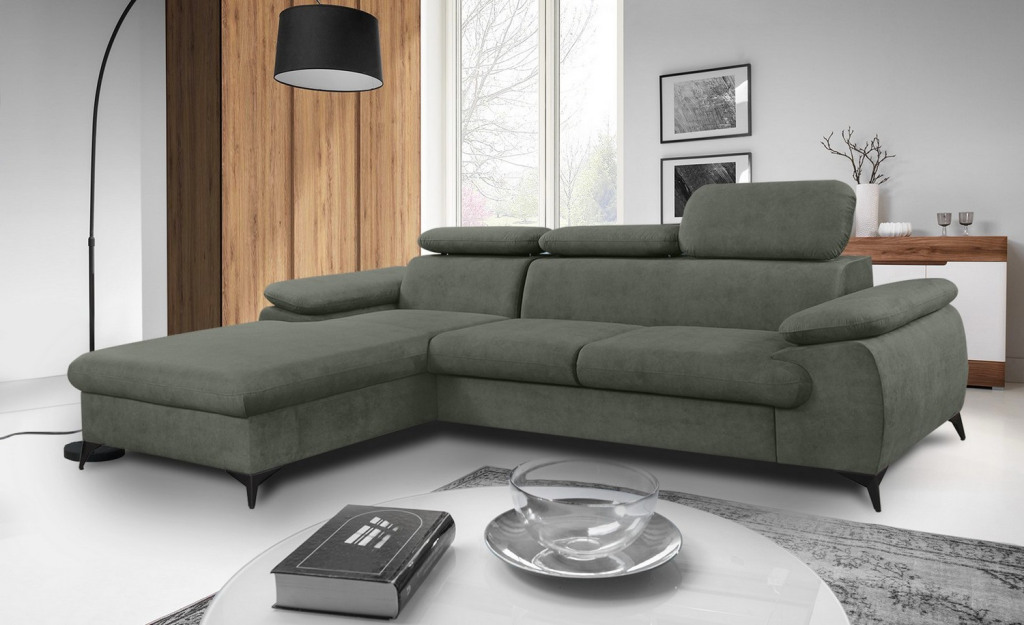 Rohová sedacia súprava Scala, olivovo zelená látka, ľavý roh | ASKO ...