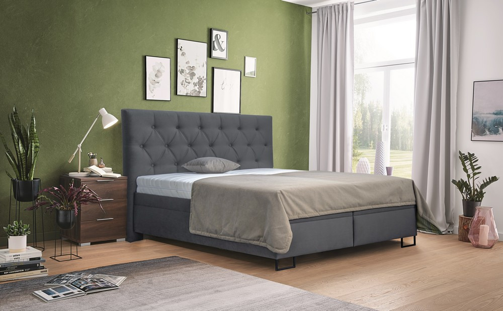 Posteľ Amy 180x200 cm, tmavo šedá látka | ASKO - NÁBYTOK