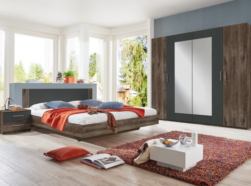 Zostava spálne Nora, bahenný dub / grafitová | ASKO - NÁBYTOK
