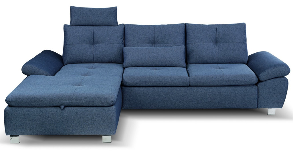 Rohová sedačka Madeira 1B, modrá látka, ľavý roh | ASKO - NÁBYTOK