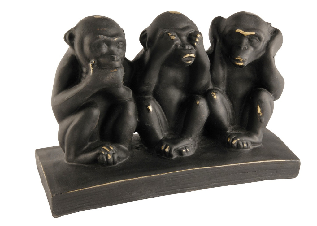 Dekoračná soška Tri opice, čierna | ASKO - NÁBYTOK