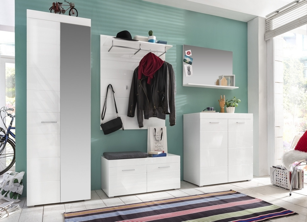 Nízký botník/lavica Amanda 310, lesklý biely | ASKO - NÁBYTOK