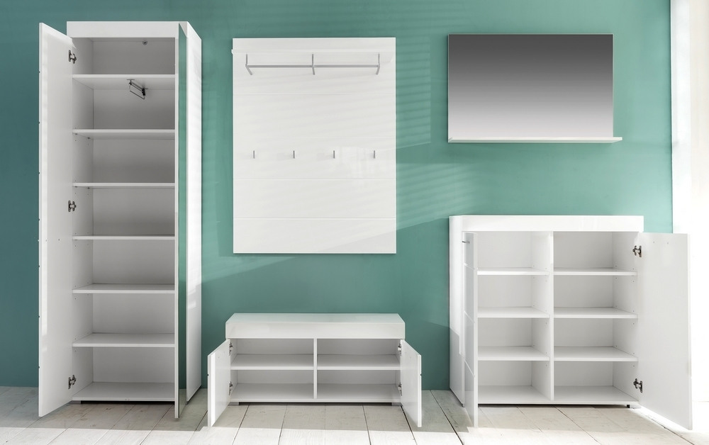 Nízký botník/lavica Amanda 310, lesklý biely | ASKO - NÁBYTOK