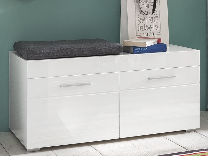 Nízký botník/lavica Amanda 310, lesklý biely | ASKO - NÁBYTOK