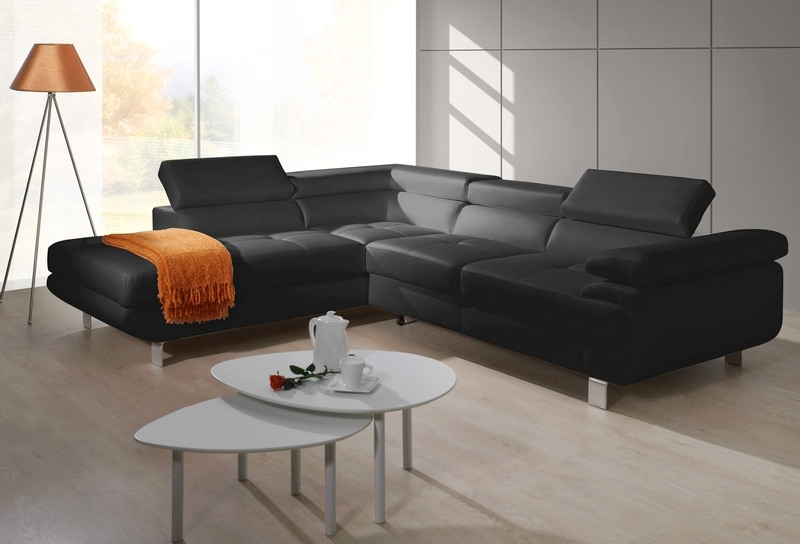 Rohová sedacia súprava Lotos OT-2F, čierna ekokoža | ASKO - NÁBYTOK