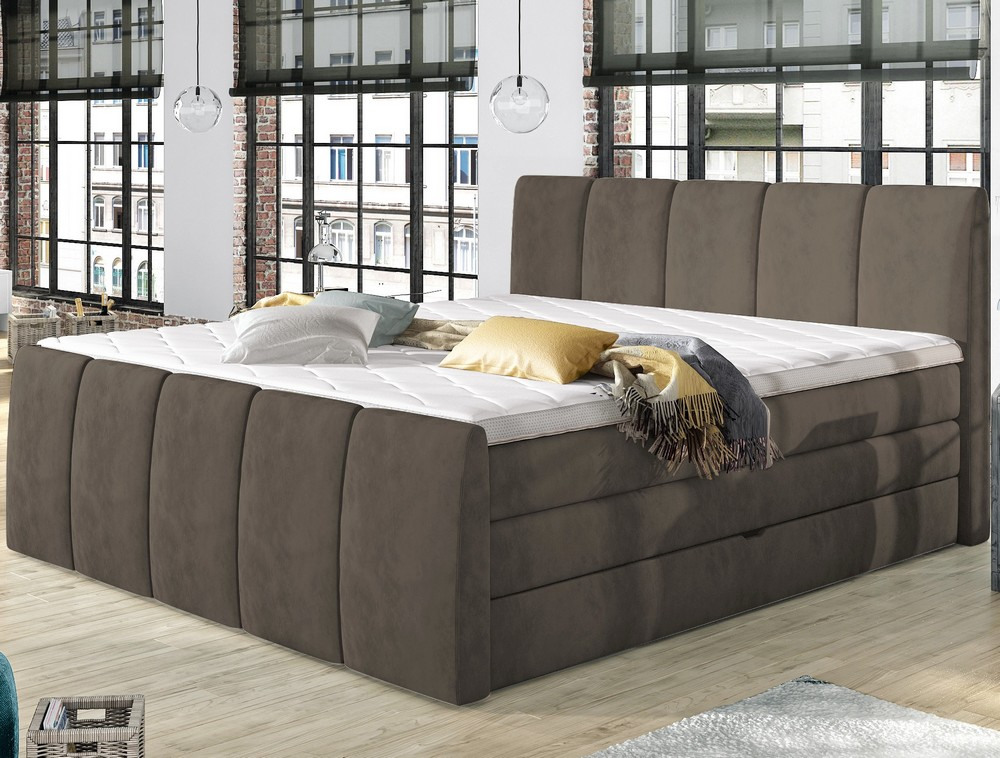 Posteľ boxspring Fresco 180x200 cm, svetlo hnedá látka | ASKO - NÁBYTOK