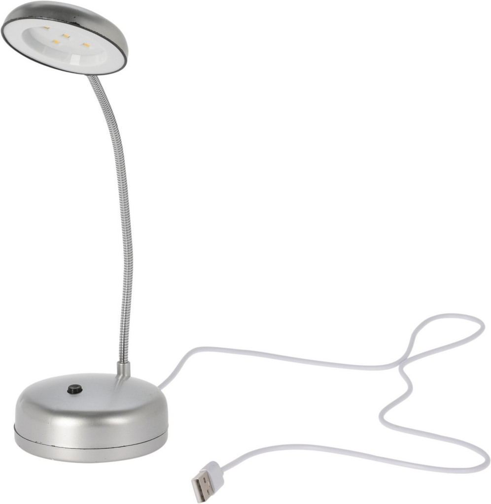 Stolná LED lampa USB, strieborná | ASKO - NÁBYTOK