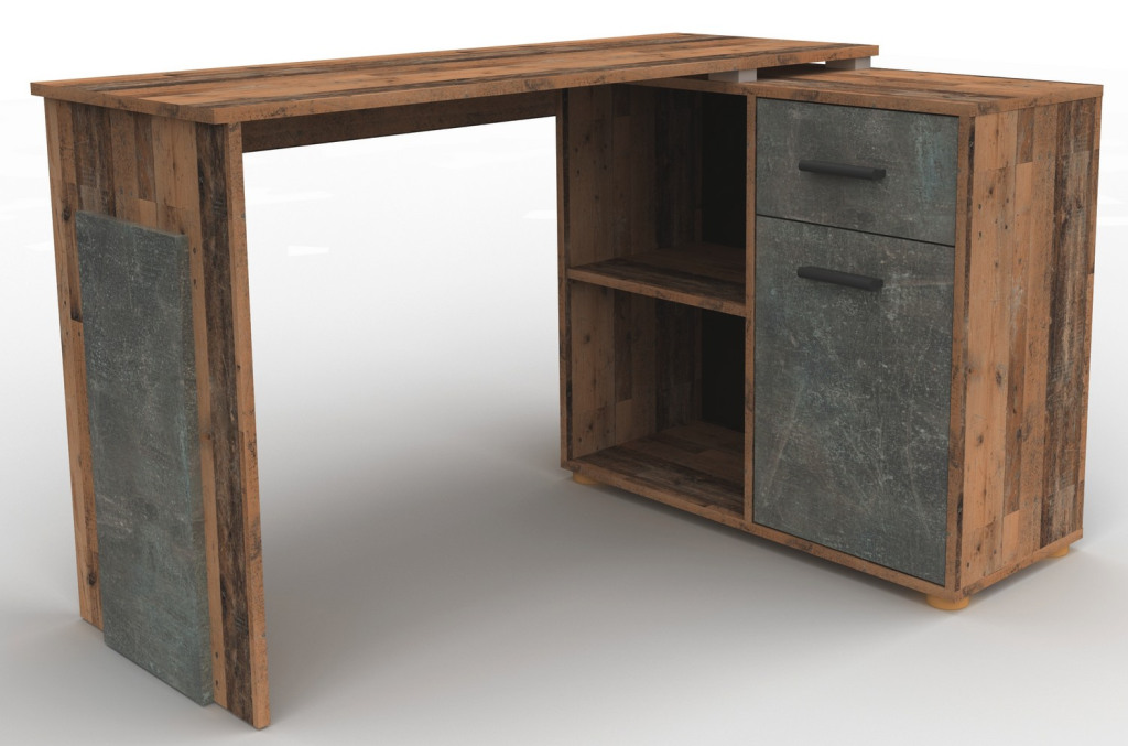 Rohový písací stôl Andy, vintage optika dreva | ASKO - NÁBYTOK