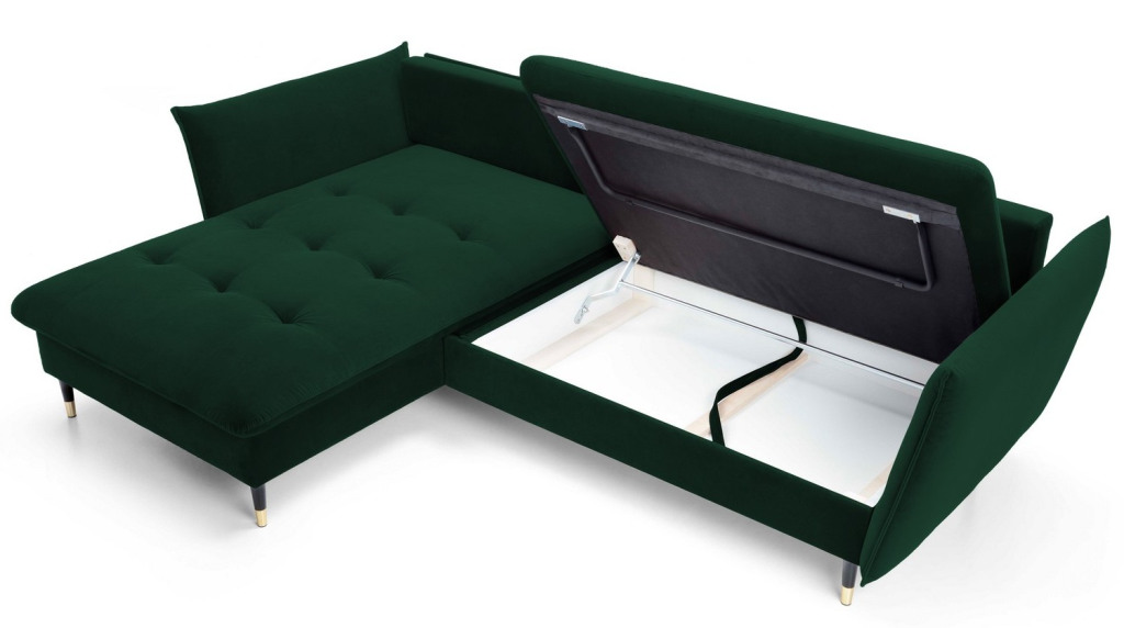 Rohová sedacia súprava Glam, tmavo zelená látka, ľavý roh | ASKO - NÁBYTOK