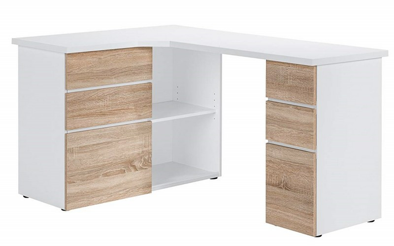 Rohový písací stôl Model 9543, biely/dub sonoma | ASKO - NÁBYTOK