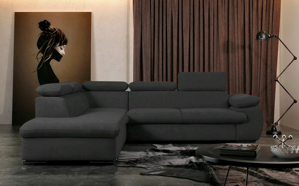 Rohová sedacia súprava Viera, tmavo šedá látka, ľavý roh | ASKO - NÁBYTOK
